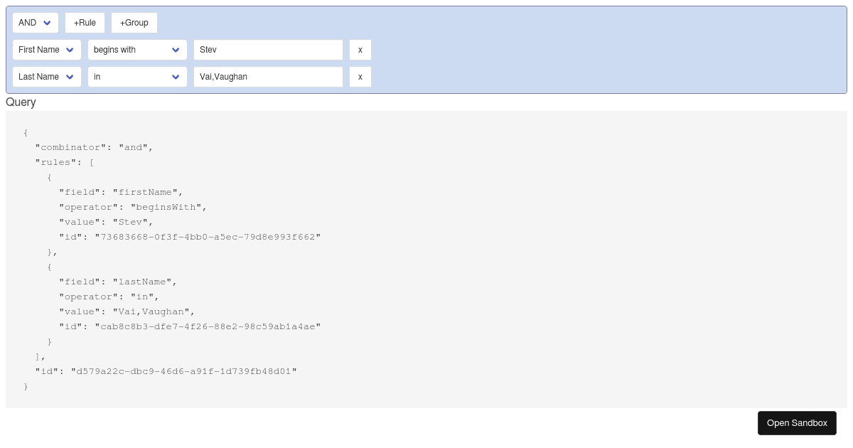 react-querybuilder-bulma-example - Codesandbox react-querybuilder-bulma-example - Codesandbox