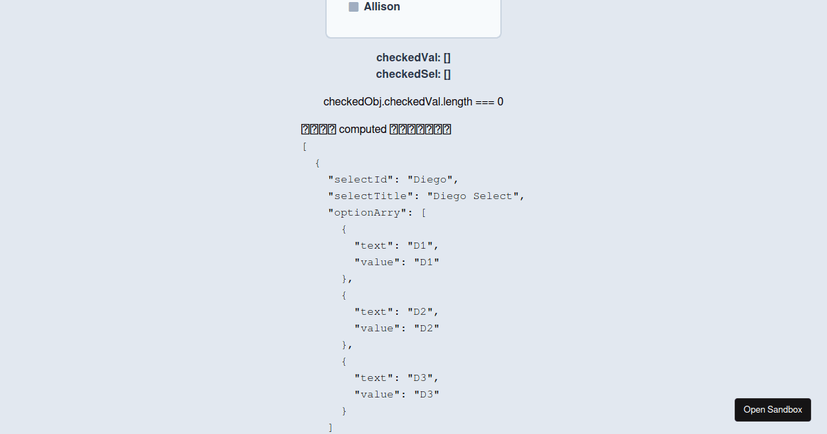 Checkbox Data controll Select - Codesandbox