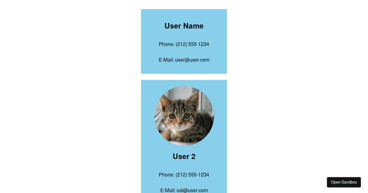 react: user card - Codesandbox