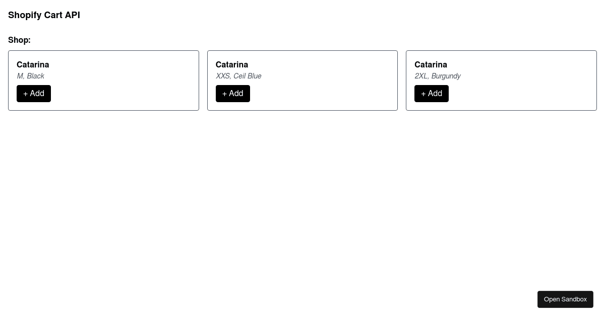 Shopify Cart API - Codesandbox