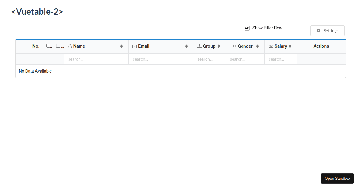 Vuetable-2: WIP - Codesandbox
