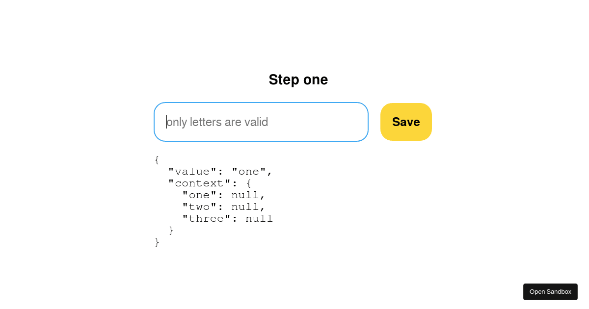 Xstate React Form Example Generated Codesandbox