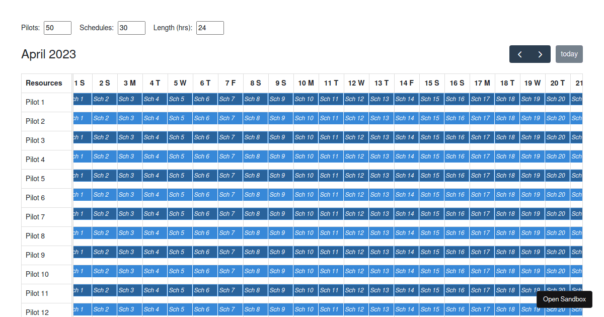 FullCalendar (v5.1.0) - Resource Timeline Performance - Codesandbox