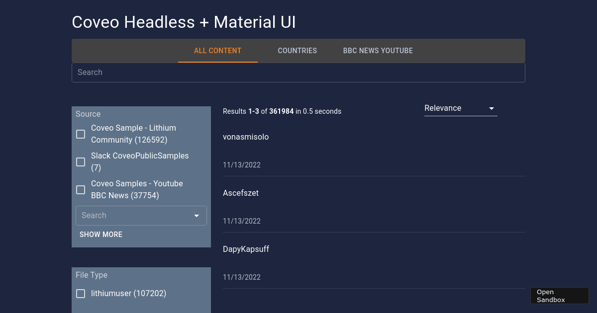 coveo-headless-demo-v0110 - Codesandbox