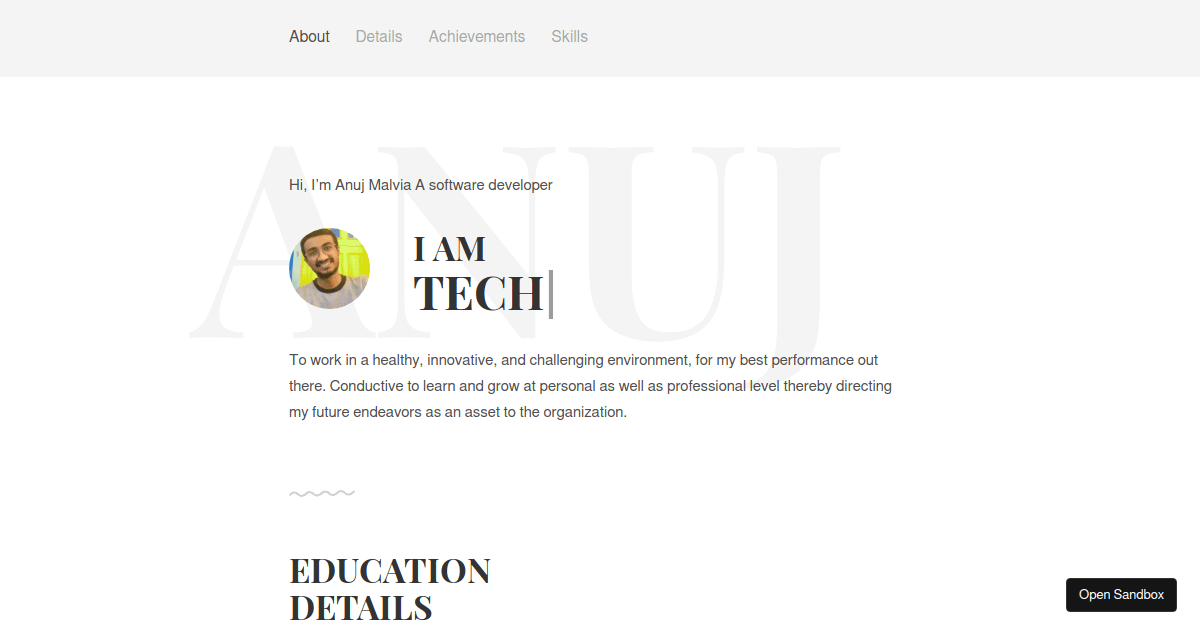 RESUME - Codesandbox