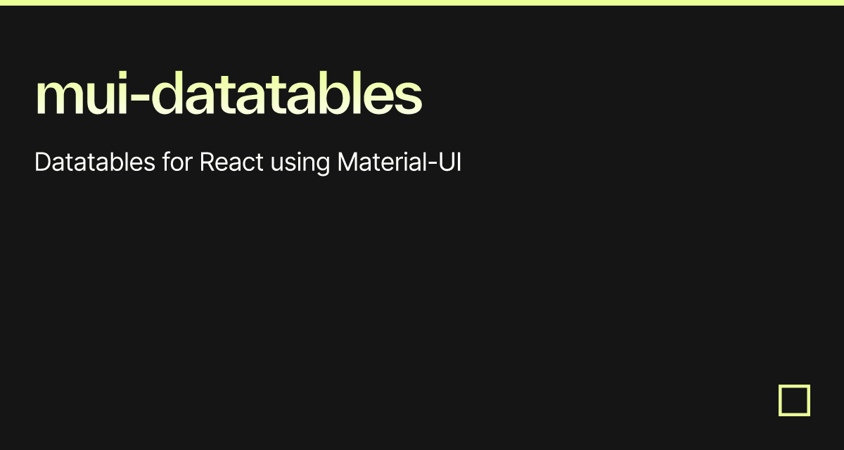 Mui Datatables Codesandbox