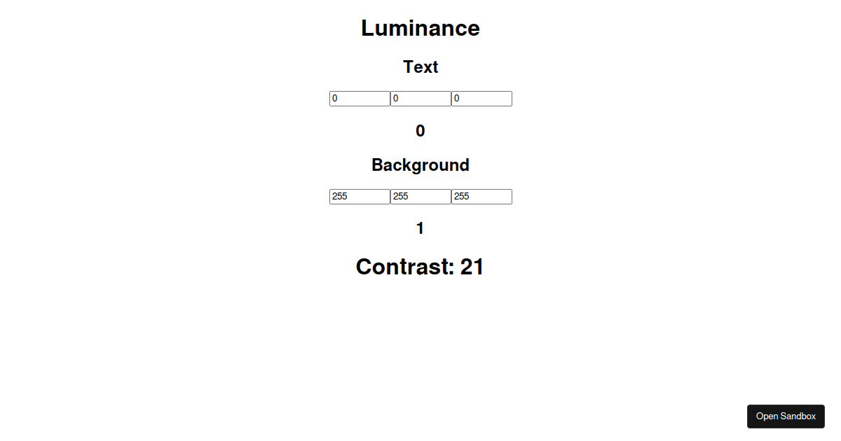 color contrast and luminance - Codesandbox