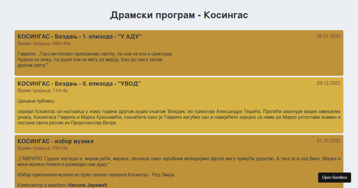 Kosingas - Codesandbox
