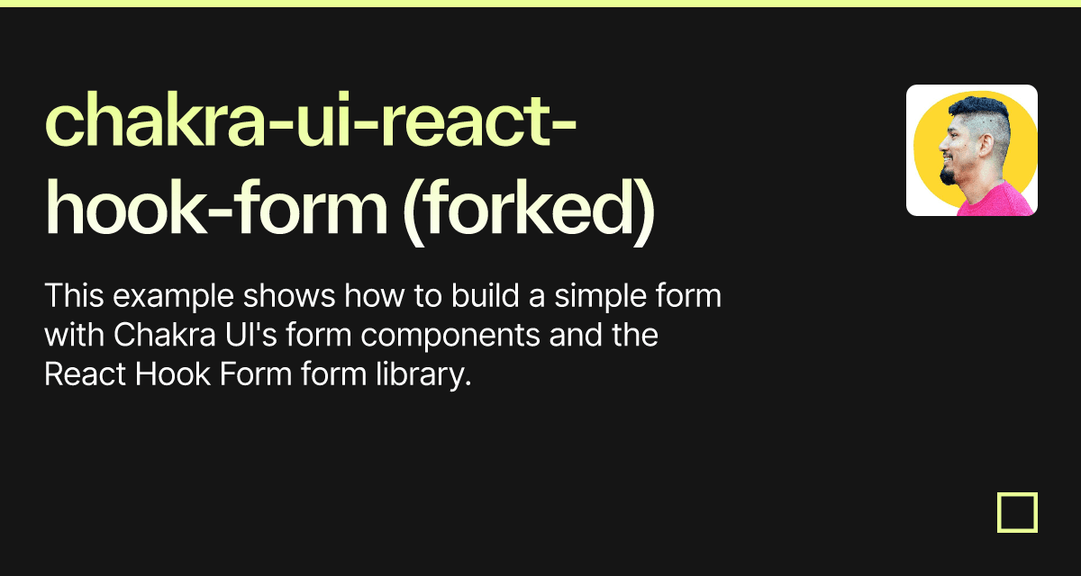 chakra-ui-react-hook-form (forked) - Codesandbox chakra-ui-react-hook-form (forked) - Codesandbox