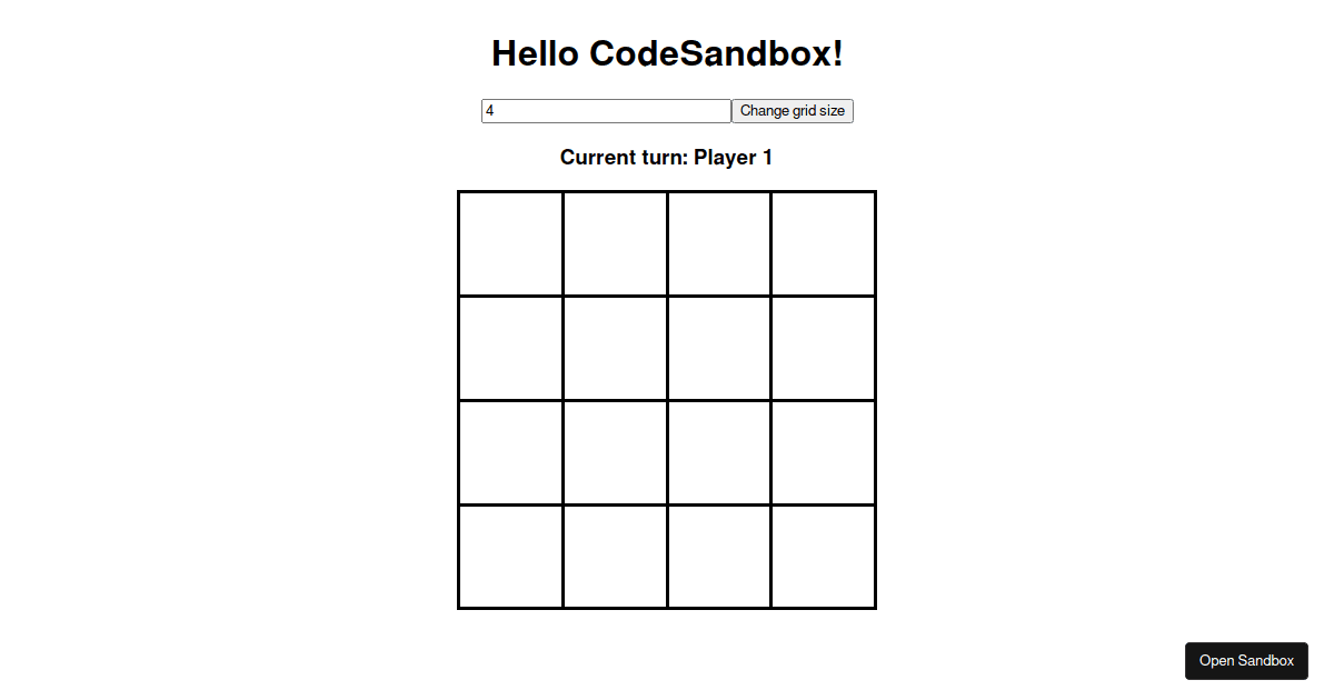 tic-tac-toe game sample - Codesandbox