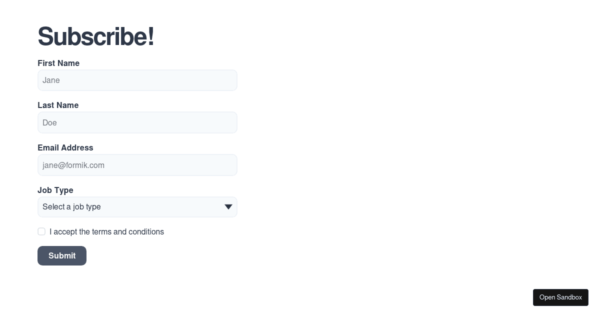 Formik v2 Tutorial - Final (forked) - Codesandbox