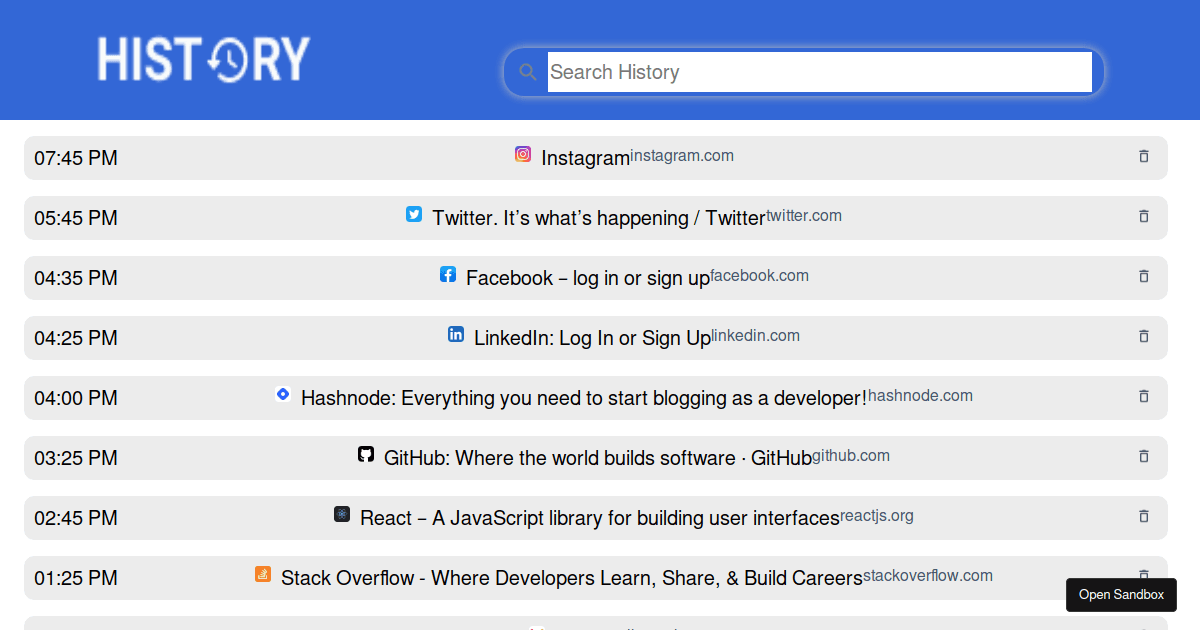 website-history-search - Codesandbox
