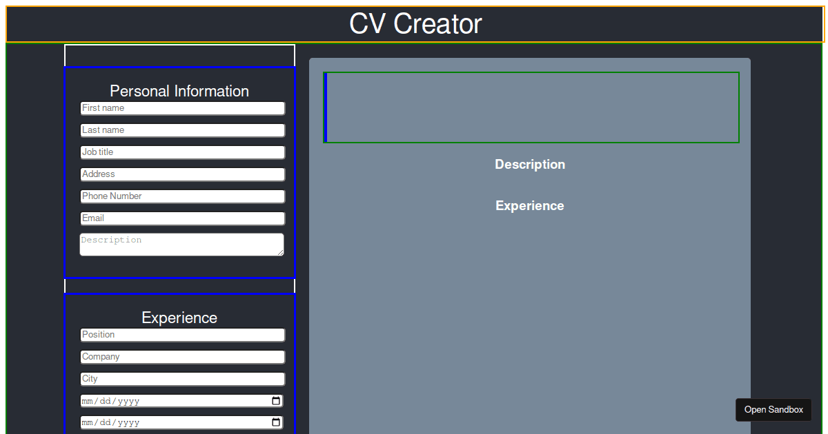 CV-creator - Codesandbox