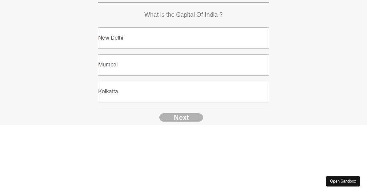 React-Quiz-App - Codesandbox