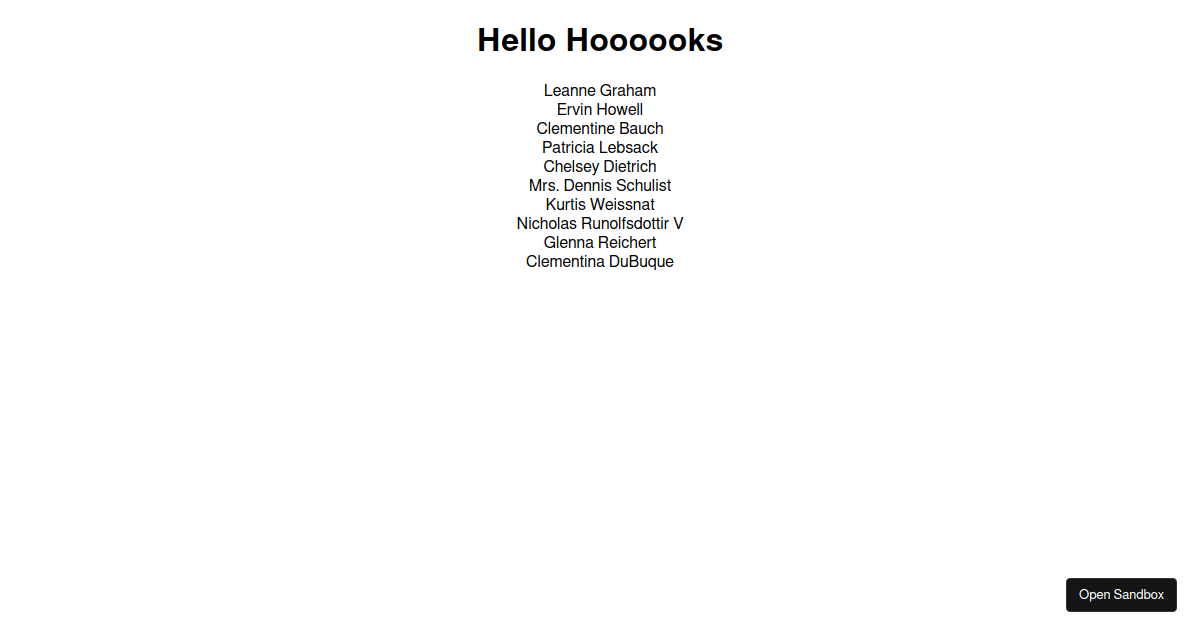 Hooks example - Codesandbox