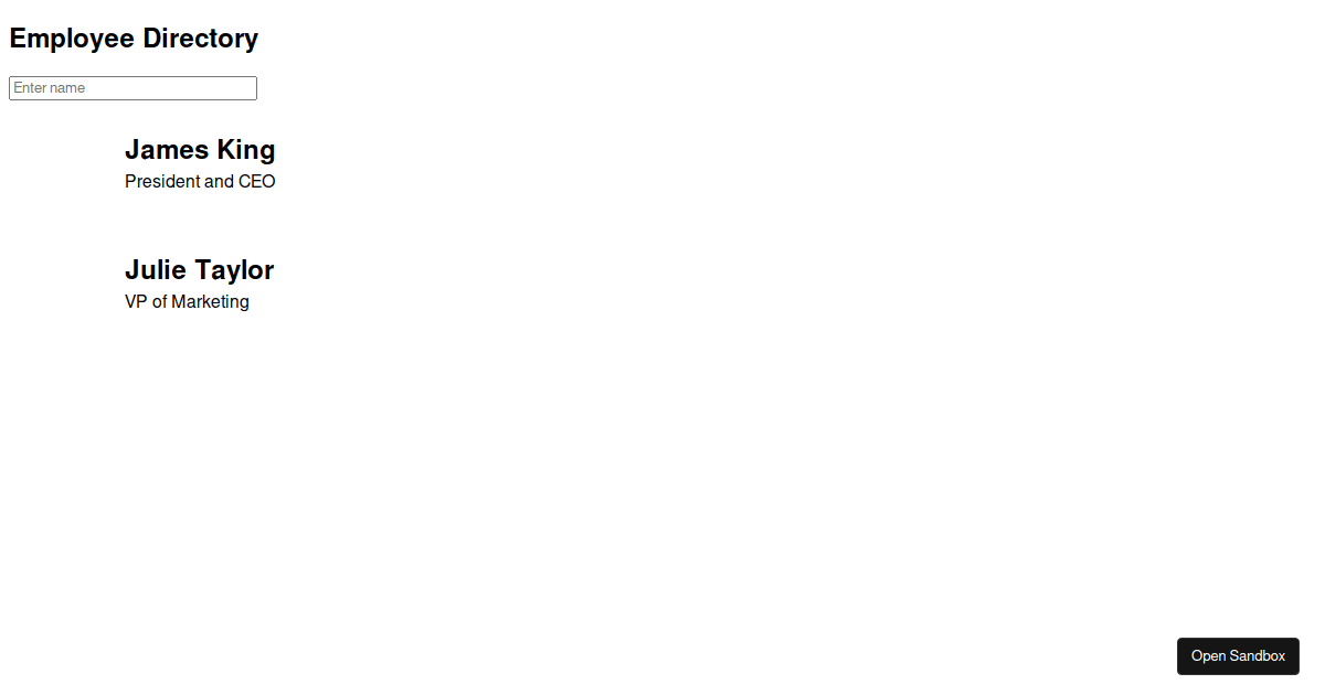 Employee-React-Lab - Codesandbox