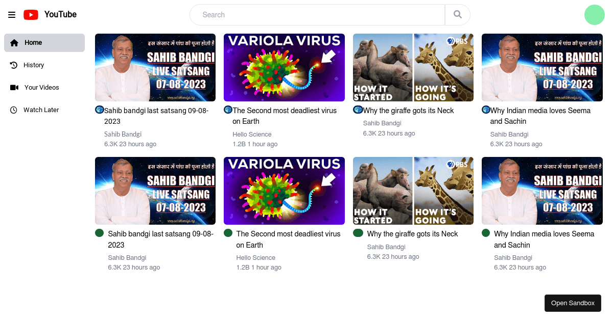 Youtube Clone - Codesandbox