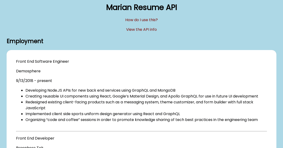 resume-api - Codesandbox