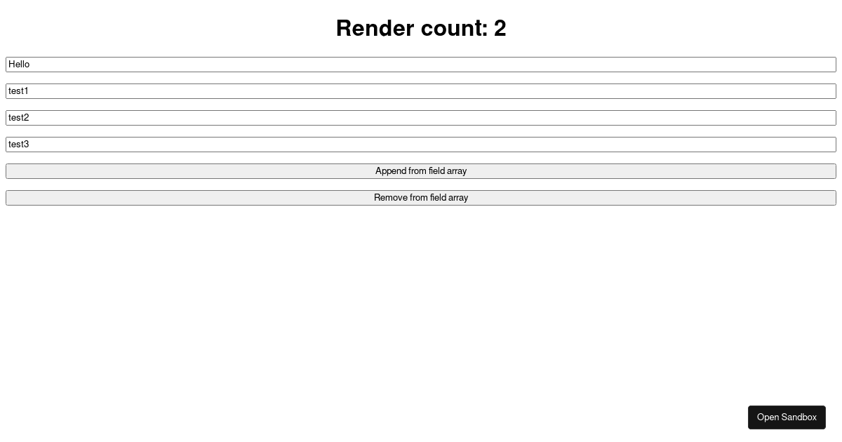 React Hook Form Unregister Test Codesandbox