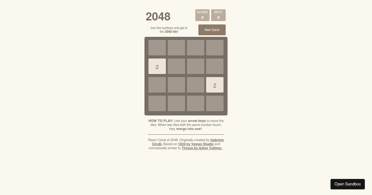 2048-react-clone - Codesandbox