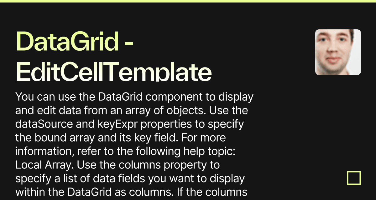 DataGrid - EditCellTemplate v22.2 React 17 - Codesandbox