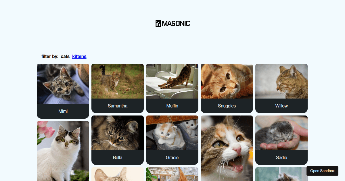 Masonic w/ react-router and advanced config example - Codesandbox
