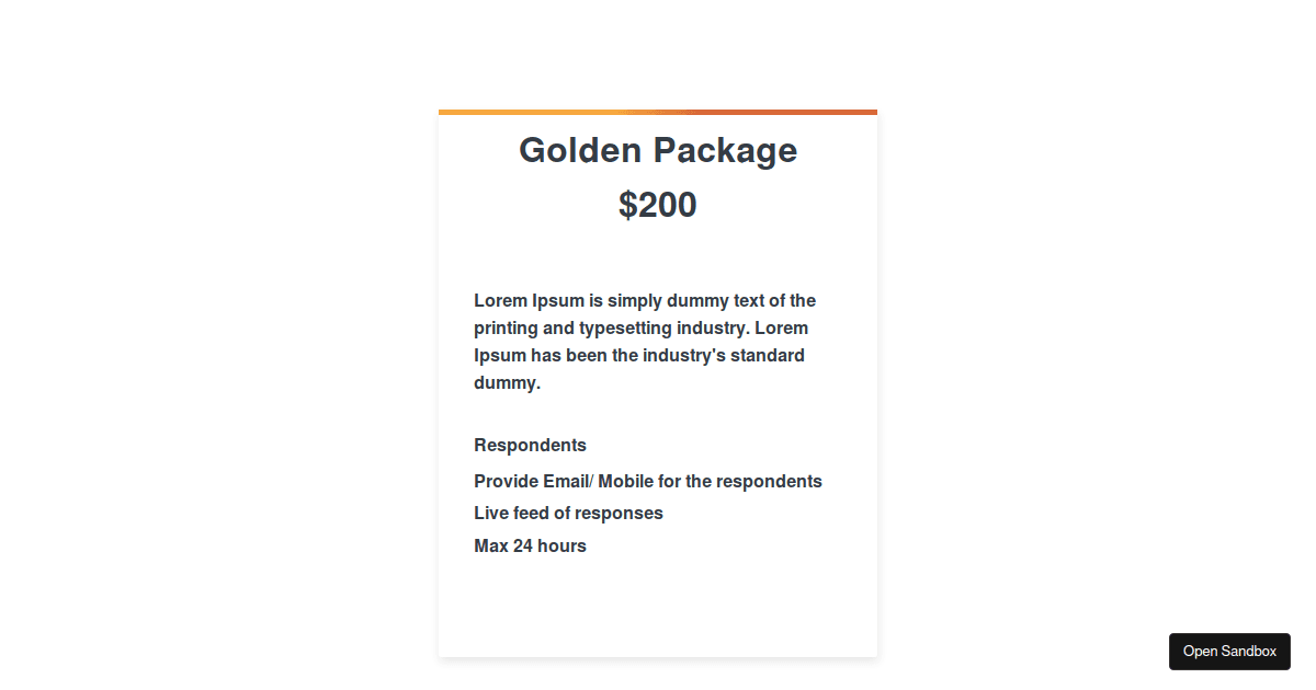 Pricing card - Codesandbox