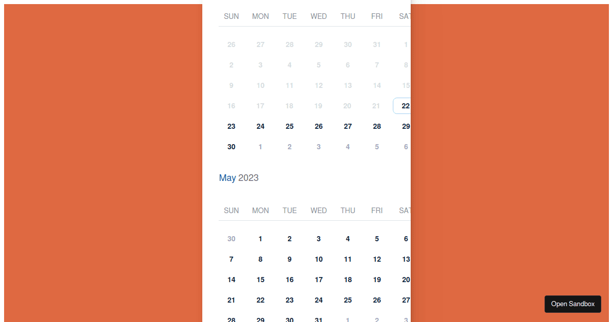 Infinite Calendar - Codesandbox
