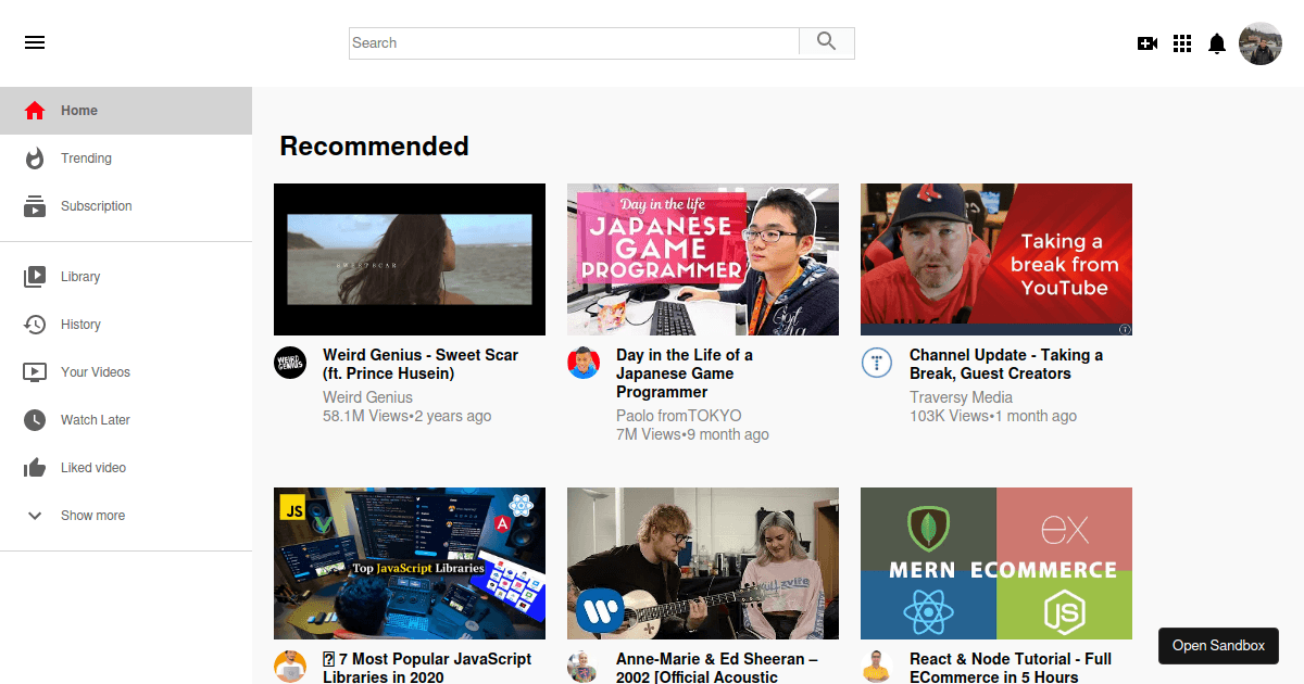 youtube-clone - Codesandbox