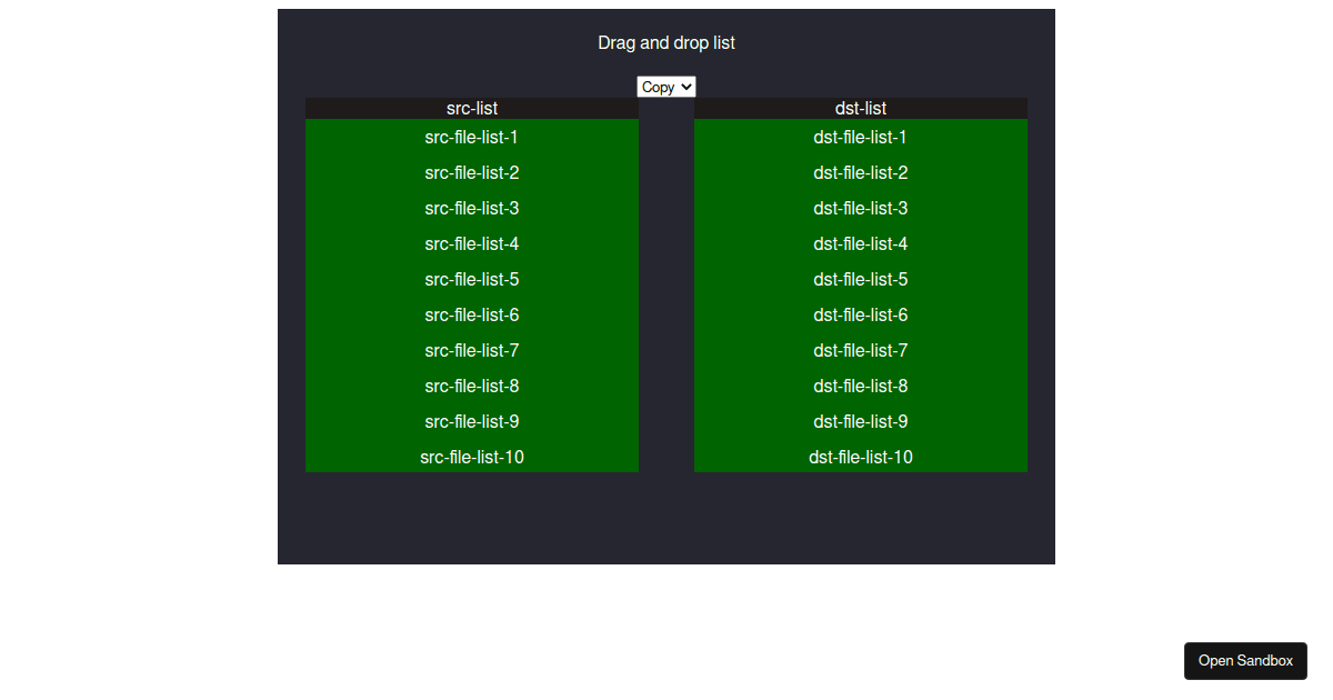 Drag and drop list(Vanilla JS) - Codesandbox