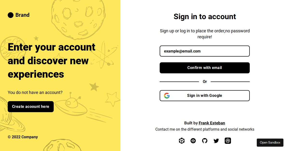 Login template - Codesandbox