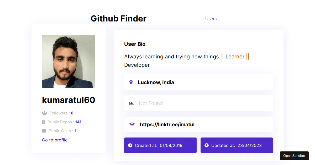 github find - Codesandbox