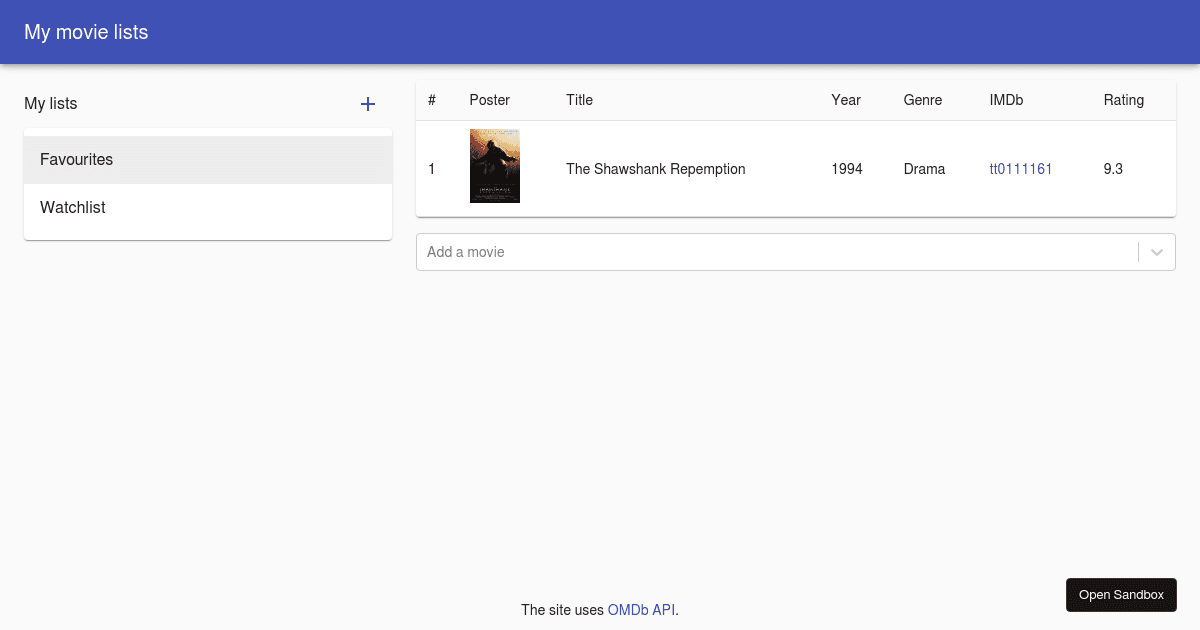my-movie-lists - Codesandbox