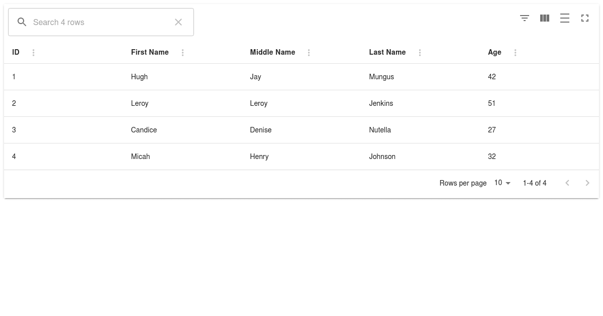 Material React Table Example Customize Global Filter Component Codesandbox