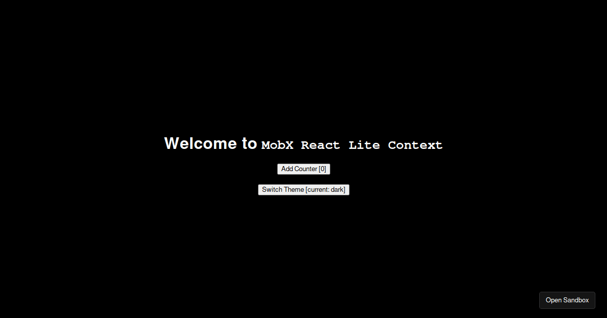 MobX React Lite Context - Codesandbox