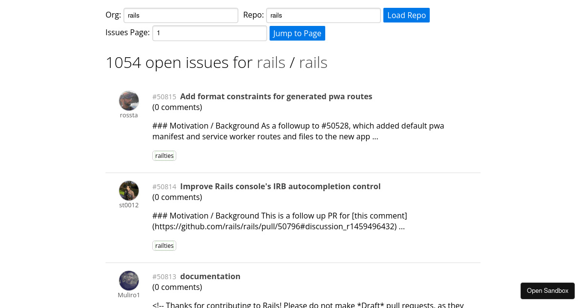 rsk-github-issues-example - Codesandbox