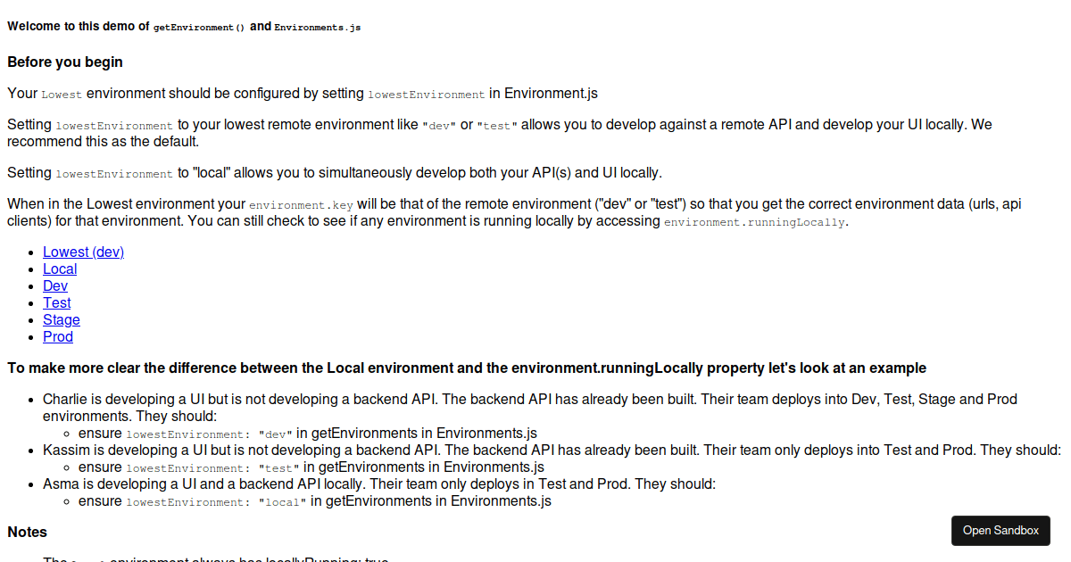 Environment mega - Codesandbox