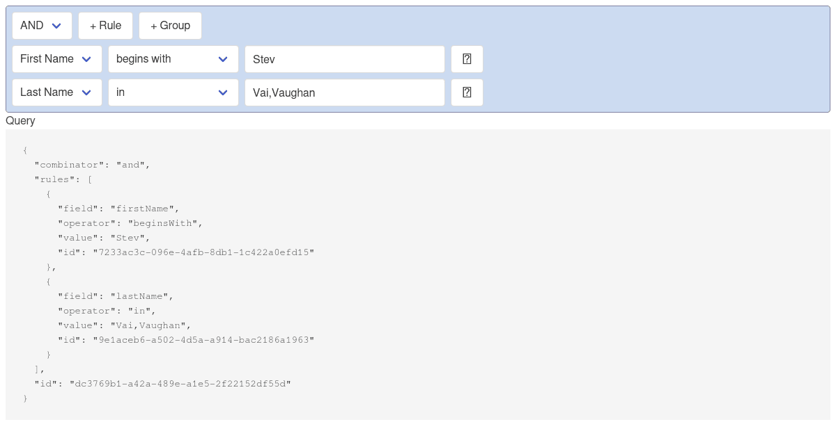 react-querybuilder-bulma-example - Codesandbox