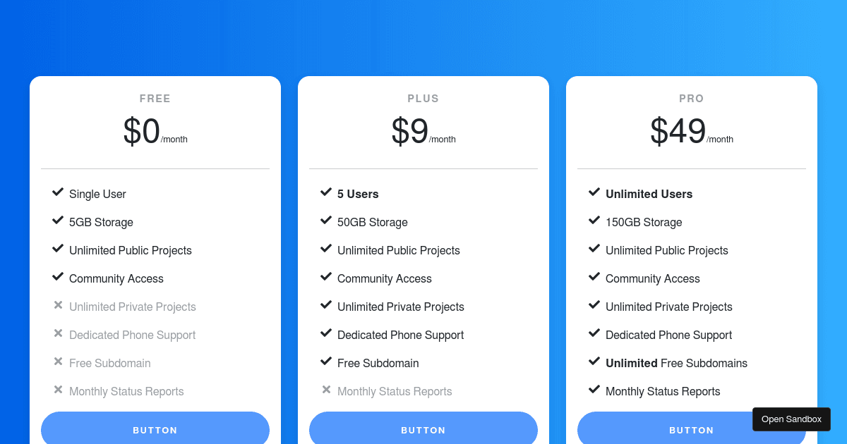 Pricing Table Html Css Js Codesandbox