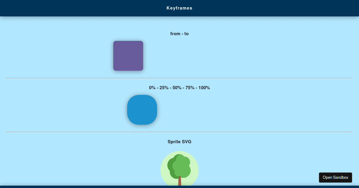 Examples of @keyframes (CSS only) - Codesandbox