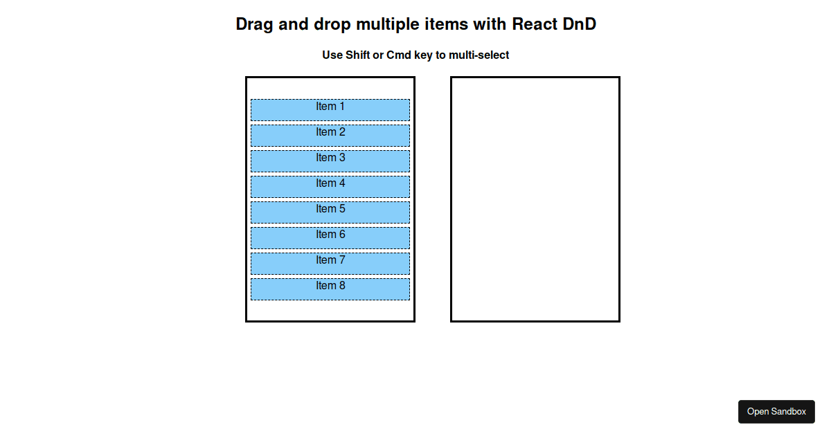 react-dnd-multi-select-list - Codesandbox