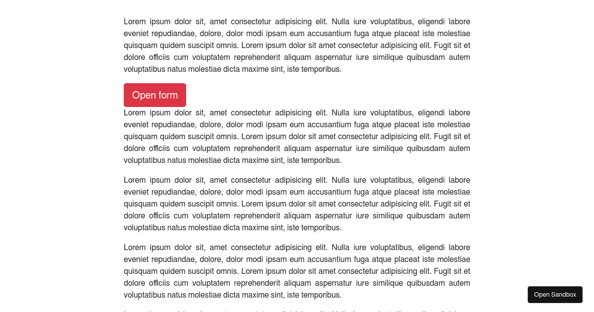 React Modal Form Pop Up Forked Codesandbox