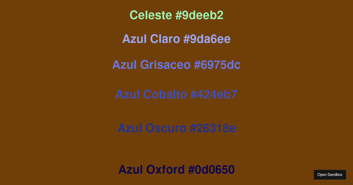 COLORES Y SU CODIGO - Codesandbox