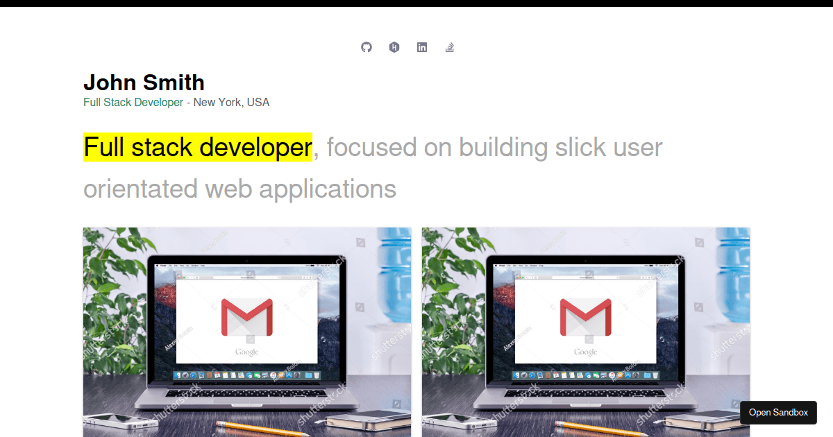 react-one-page-portfolio - Codesandbox