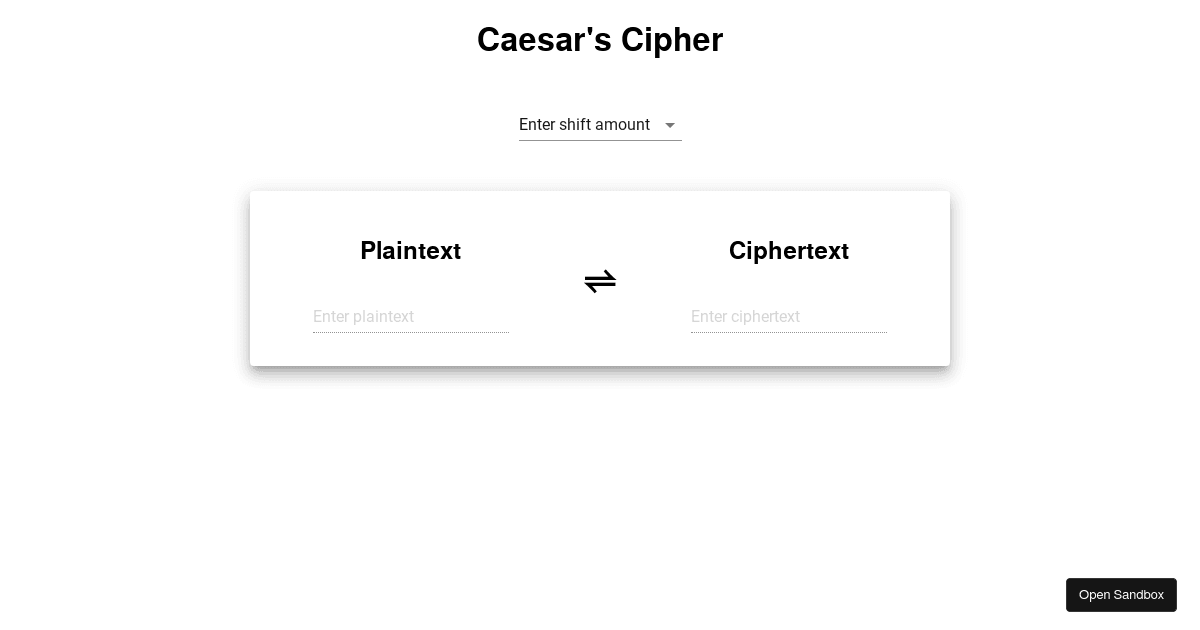 React Caesars Cipher Codesandbox