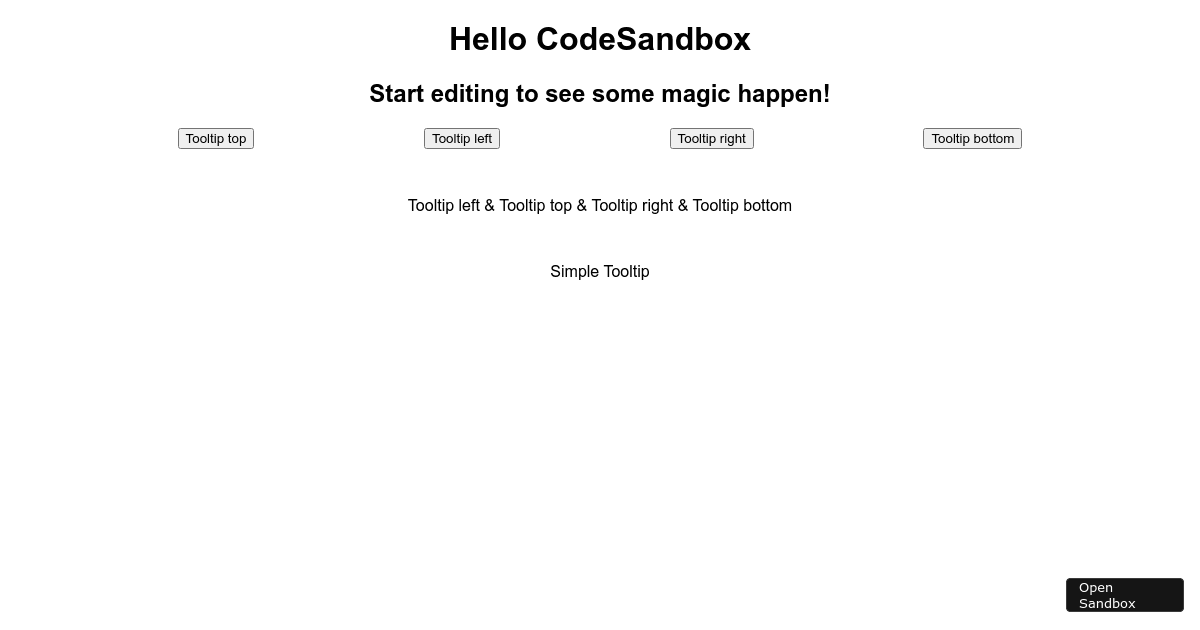 Simple Tooltip - Codesandbox
