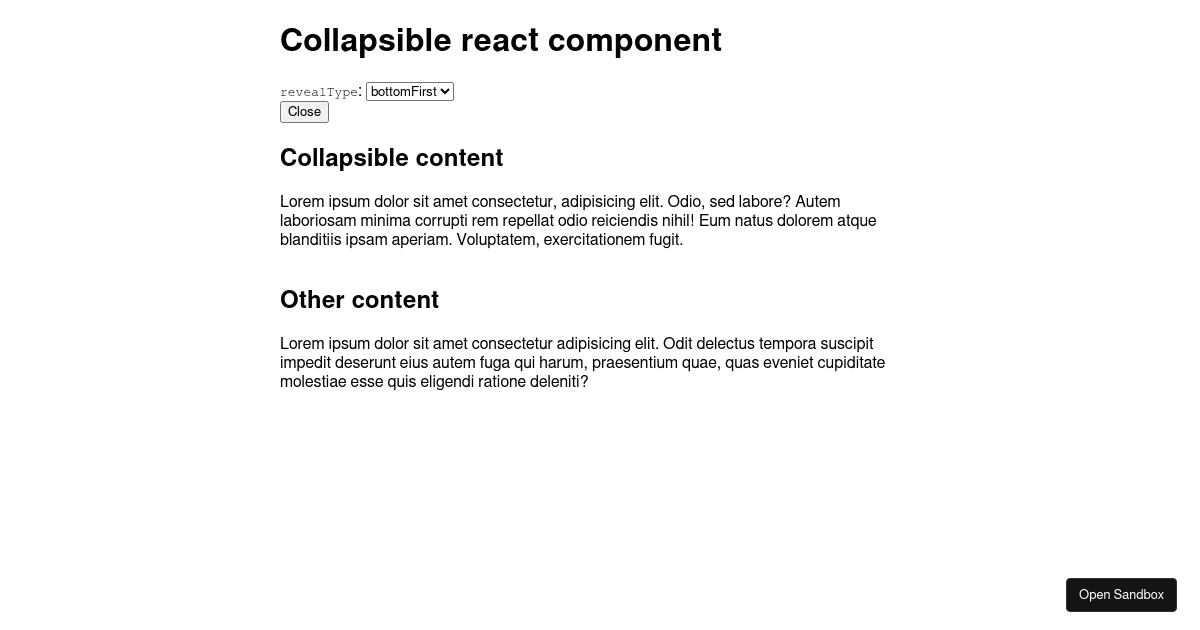 collapsible-react-component example - Codesandbox