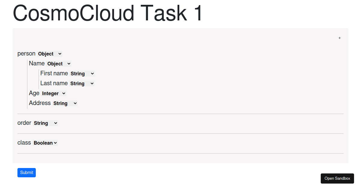 CosmoCloud Task 1 - Codesandbox