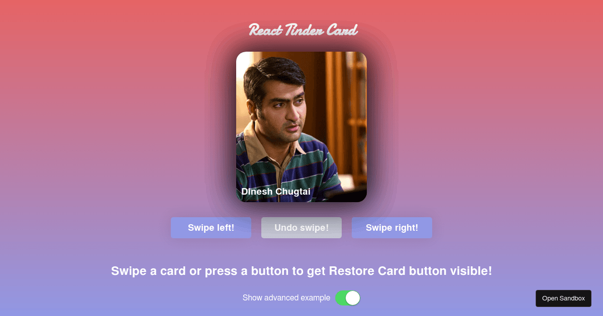 react-tinder-card-demo - Codesandbox