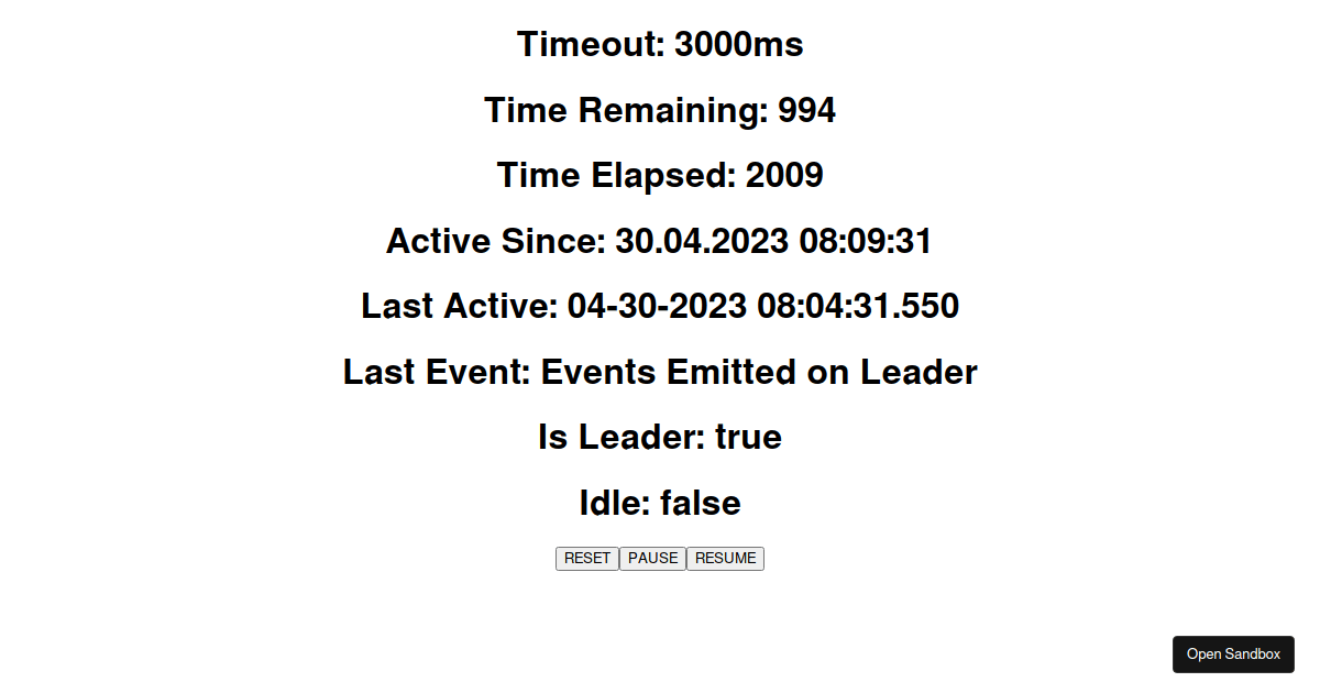 React Idle Timer - Codesandbox